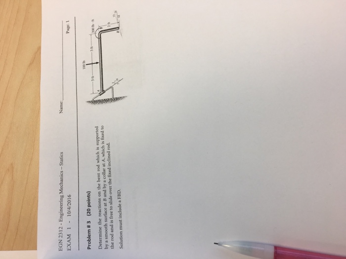 Solved Determine The Reactions On The Bent Rod Which Is