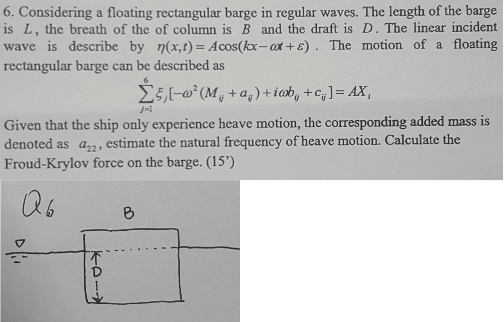 6. Considering a floating rectangular barge in | Chegg.com