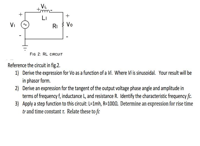 Solved Reference the circuit in fig.2. 1) Derive the | Chegg.com