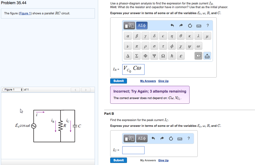 Solved The figure shows a parallel RC circuit. Use a | Chegg.com