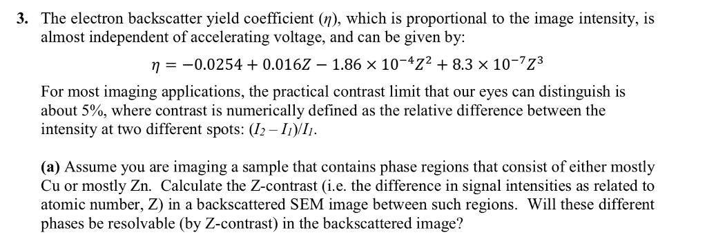 3. The electron backscatter yield coefficient (/7), | Chegg.com