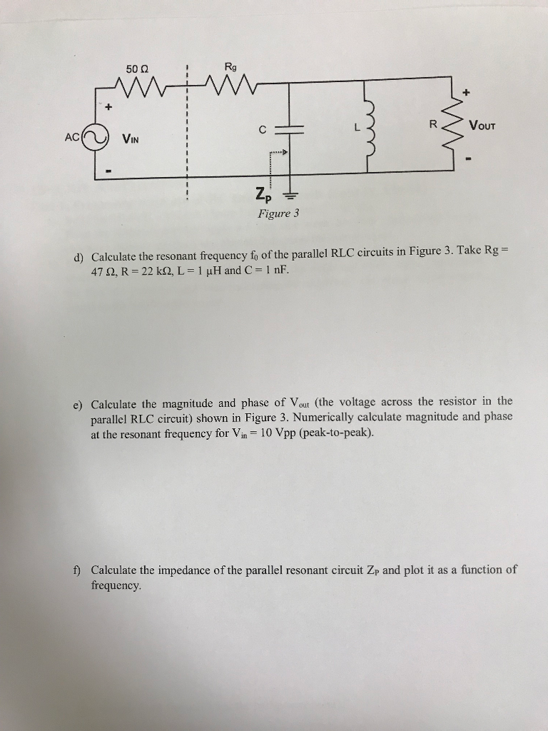 Solved Part 2. Frequency response of series and parallel RLC | Chegg.com