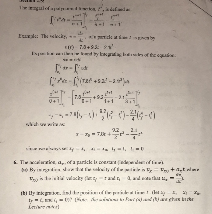 Solved The integral of a polynomial function, t^n, is | Chegg.com