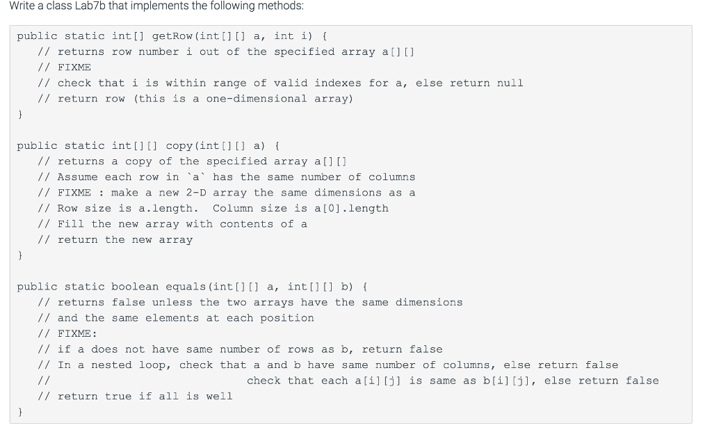 Solved Write a class Lab7b that implements the following | Chegg.com