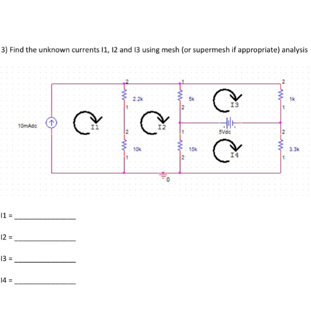 Solved Find the unknown currents 11,12 and 13 using mesh for | Chegg.com