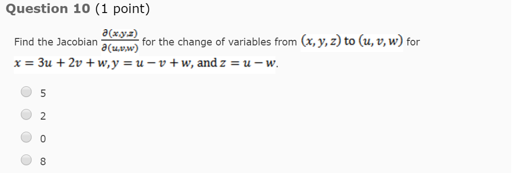 Solved Find the Jacobian partial differential (x, y, | Chegg.com