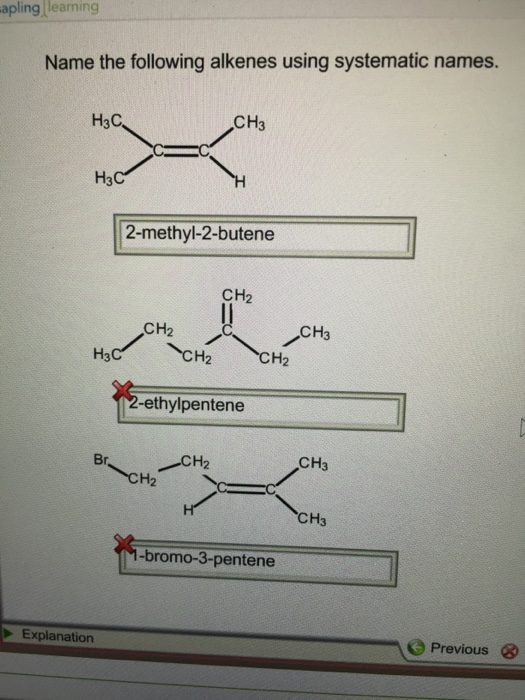 Solved Name the following alkenes using systematic names. | Chegg.com Solved Name the following alkenes using systematic names. | Chegg.com