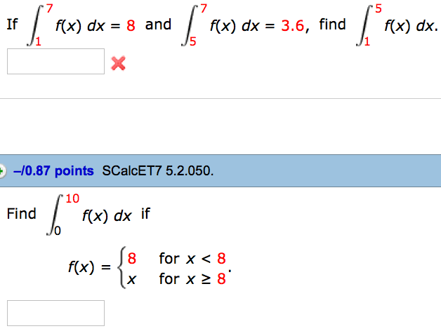 Solved -l 0.87 points SCalcET7 5.2.050. 10 Find x) dx if for | Chegg.com Solved -l 0.87 points SCalcET7 5.2.050. 10 Find x) dx if for | Chegg.com
