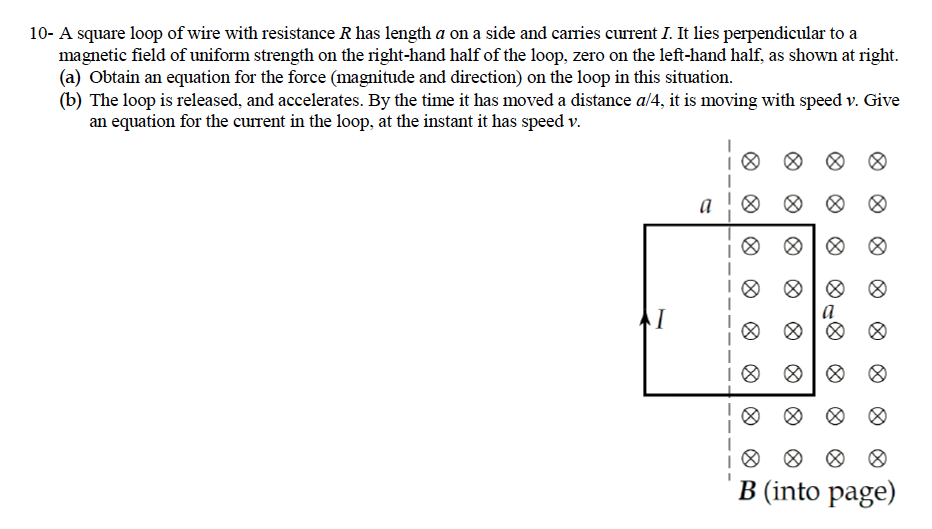 Solved A square loop of wire with resistance R has length a | Chegg.com