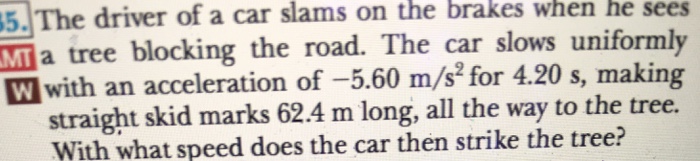 Solved The driver of a car slams on the brakes when he sees | Chegg.com