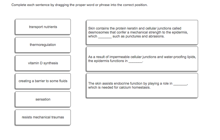 Solved Complete Each Sentence By Dragging The Proper Word Or