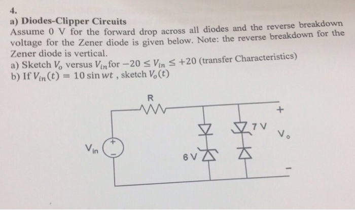 Solved Diodes-Clipper Circuits Assume 0 V for the forward | Chegg.com