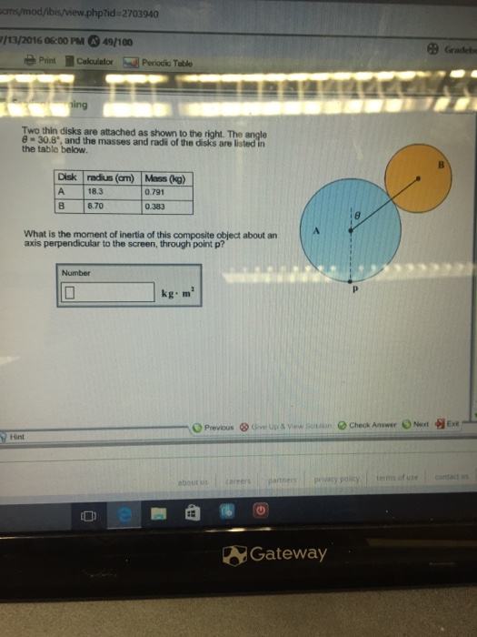 Solved Two thin disks are attached as shown to the right. | Chegg.com