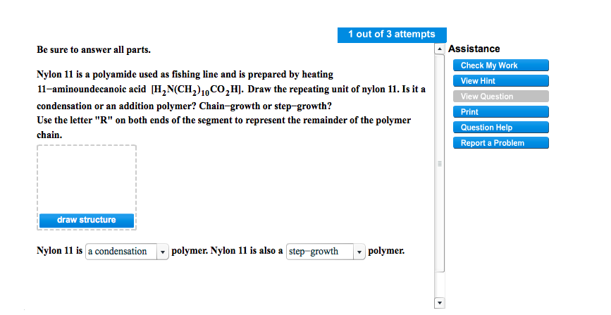 Solved Nylon 11 is a polyamide used as fishing line and is | Chegg.com