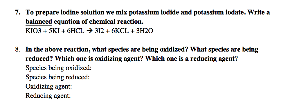 Solved To prepare iodine solution we mix potassium iodide | Chegg.com