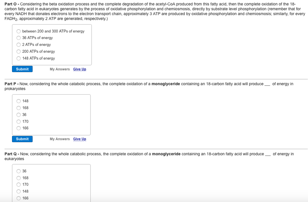 Solved Considering the beta oxidation process and the | Chegg.com