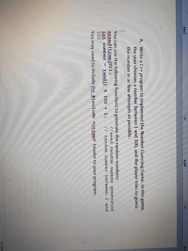 Solved A Write A C Program To Implement The Number