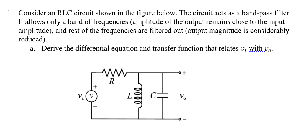 Solved Consider an RLC circuit shown in the figure below. | Chegg.com