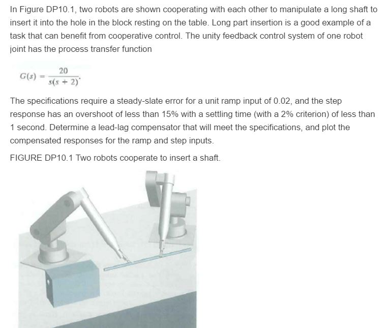Solved In Figure DP10.1, two robots are shown cooperating | Chegg.com
