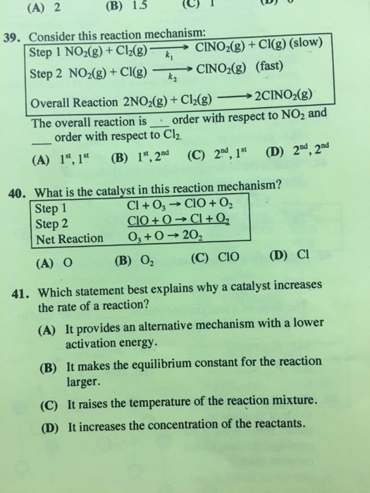 Solved Consider this reaction mechanism: The overall | Chegg.com