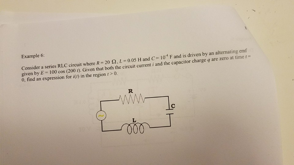 Solved Consider a series RLC circuit where R = 20 Ohm, L = | Chegg.com