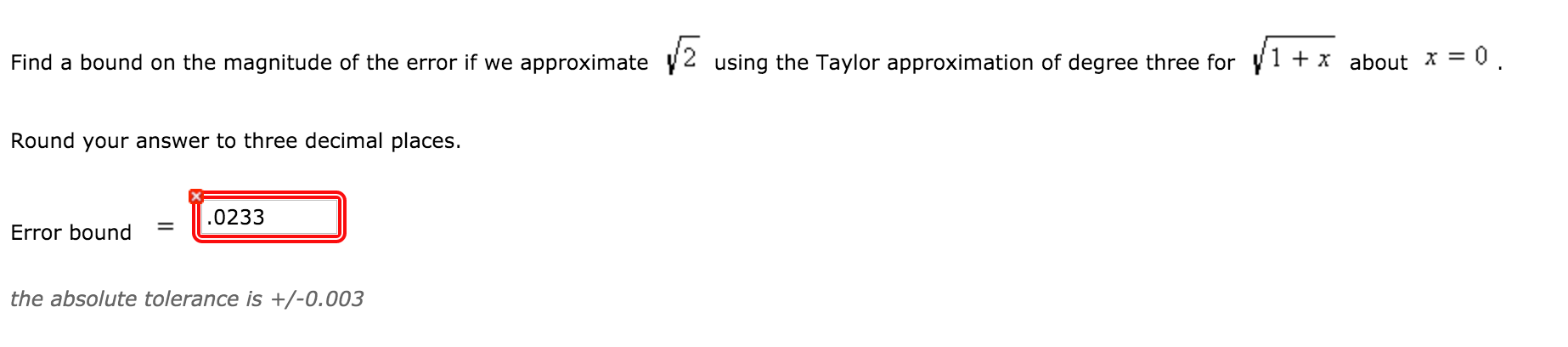 Solved Find a bound on the magnitude of the error if we | Chegg.com