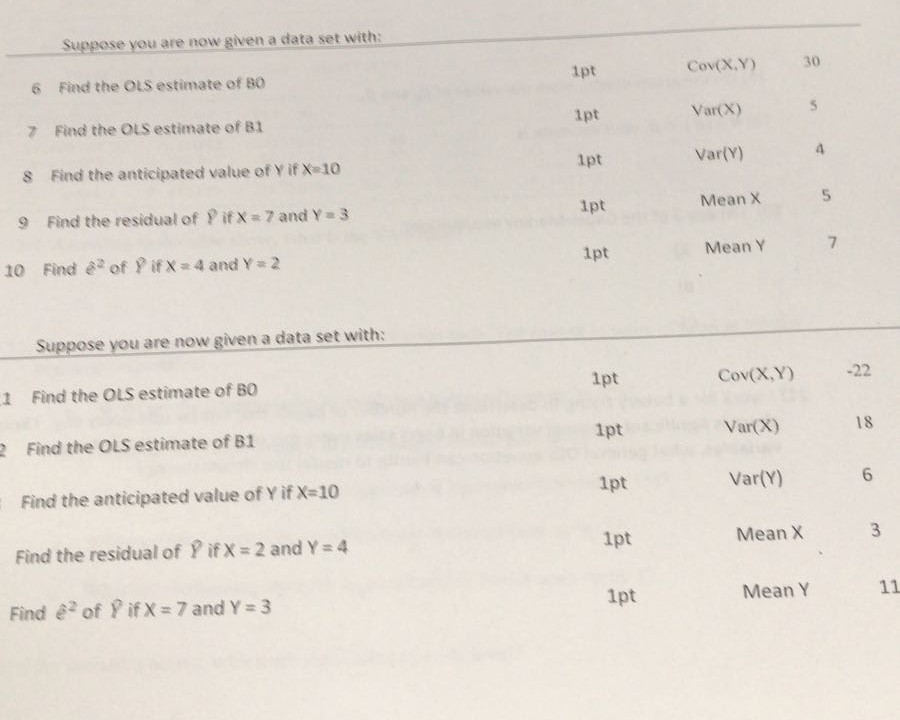 Solved Suppose you are now given a data set with: 1pt 1pt | Chegg.com