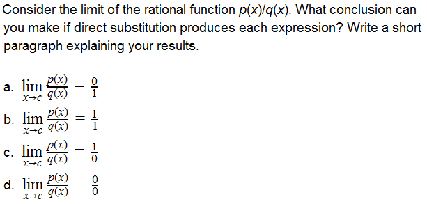 Solved Consider the limit of the rational function | Chegg.com