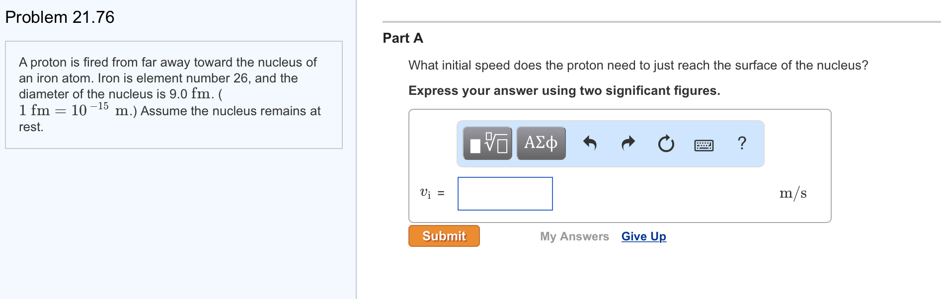 Solved A Proton Is Fired From Far Away Toward The Nucleus Of