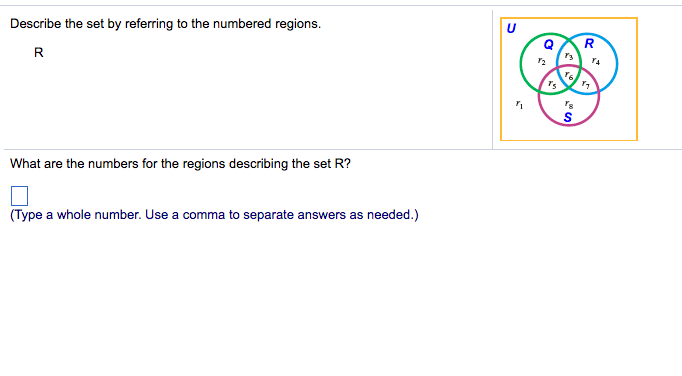 Solved Describe the set by referring to the numbered | Chegg.com