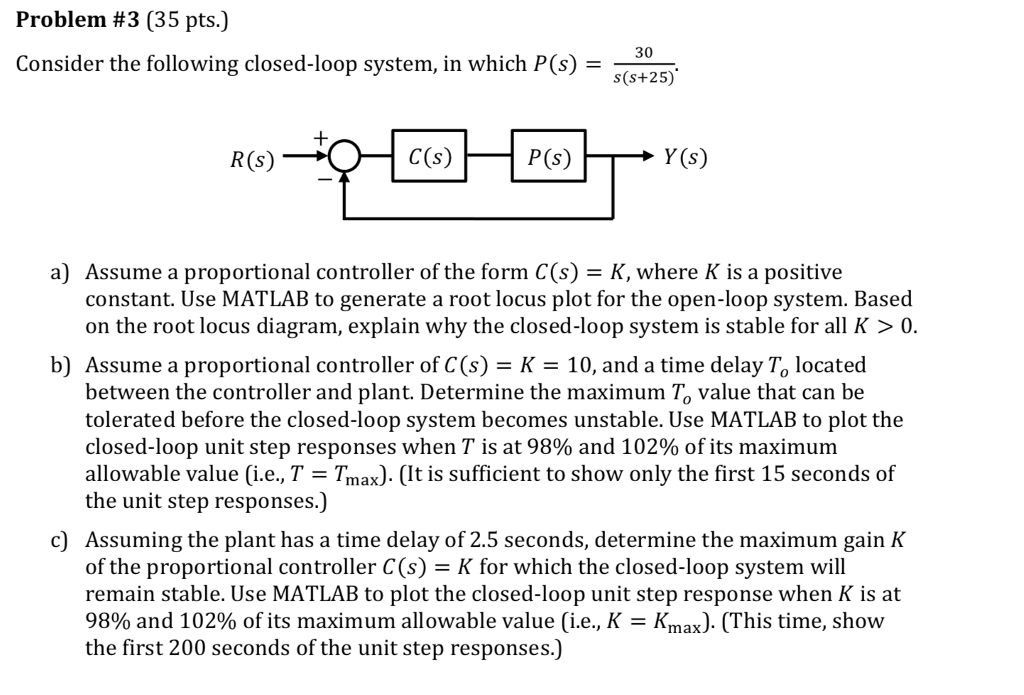Solved Problem #3 (35 pts.) Consider the following | Chegg.com