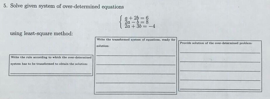 Solved 5. Solve given system of over-determined equations 2a | Chegg.com