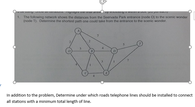 Solved 1. The following network shows the distances from the | Chegg.com