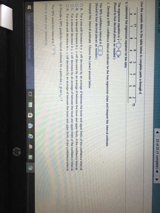 Solved Use the sample data in the table below to complete | Chegg.com