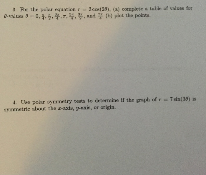 Solved For the polar equation r = 3cos(2 theta), (a) | Chegg.com