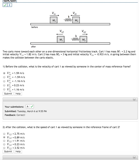 Solved Two carts move toward each other on a one-dimensional | Chegg.com