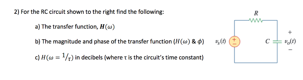 Solved For the RC circuit shown to the right find the | Chegg.com