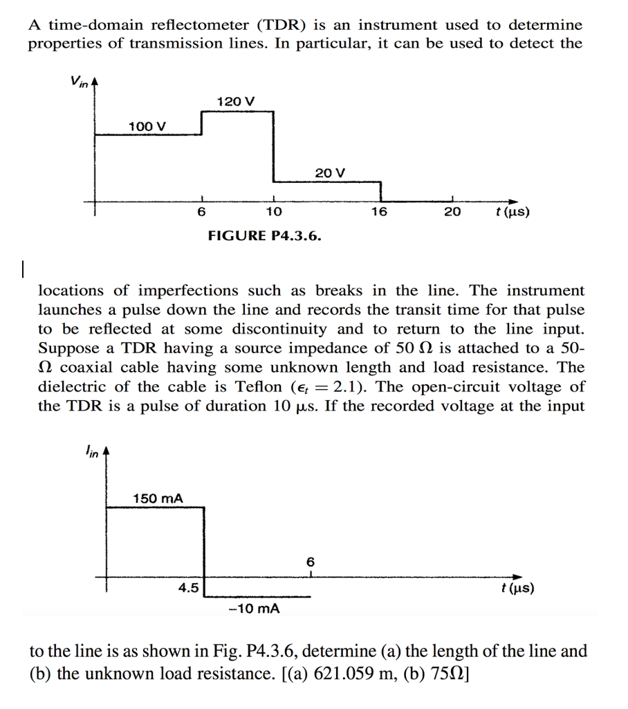A time-domain reflectometer (TDR) is an instrument | Chegg.com