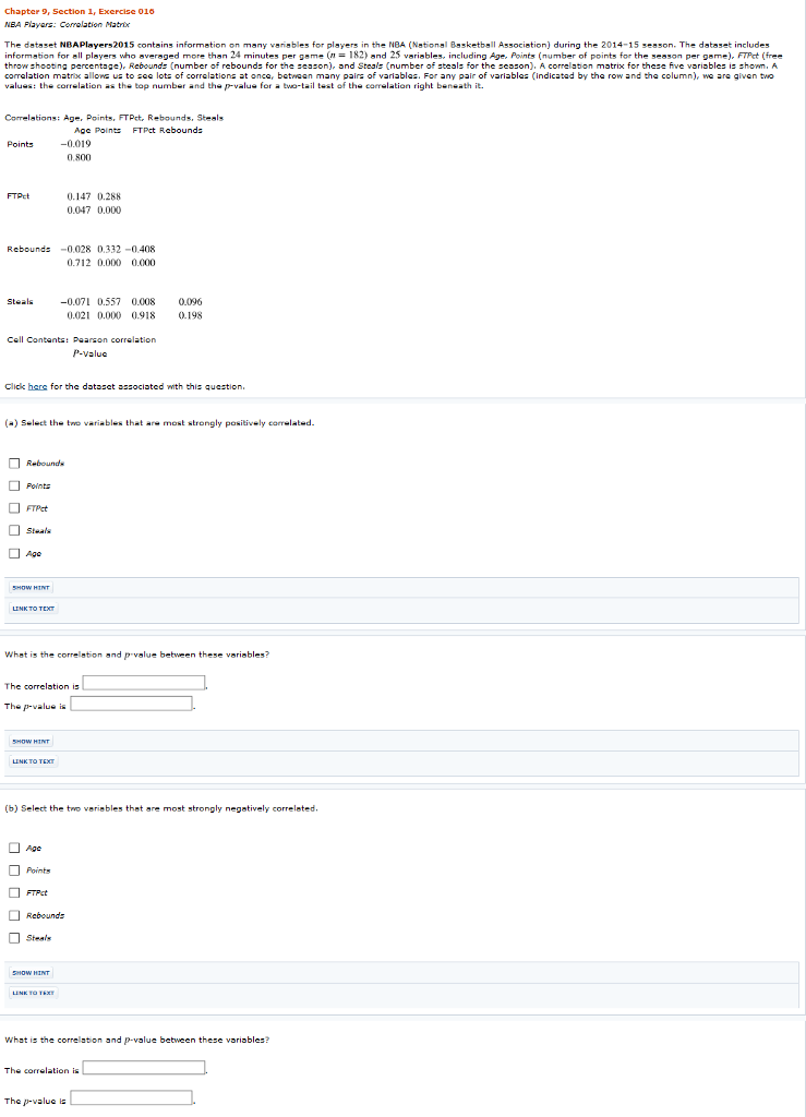 Solved Ch pter 9, Section 1, Exercise 010 NBA Playars: | Chegg.com