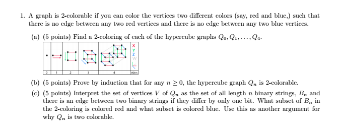 Solved 1. A graph is 2-colorable if you can color the | Chegg.com