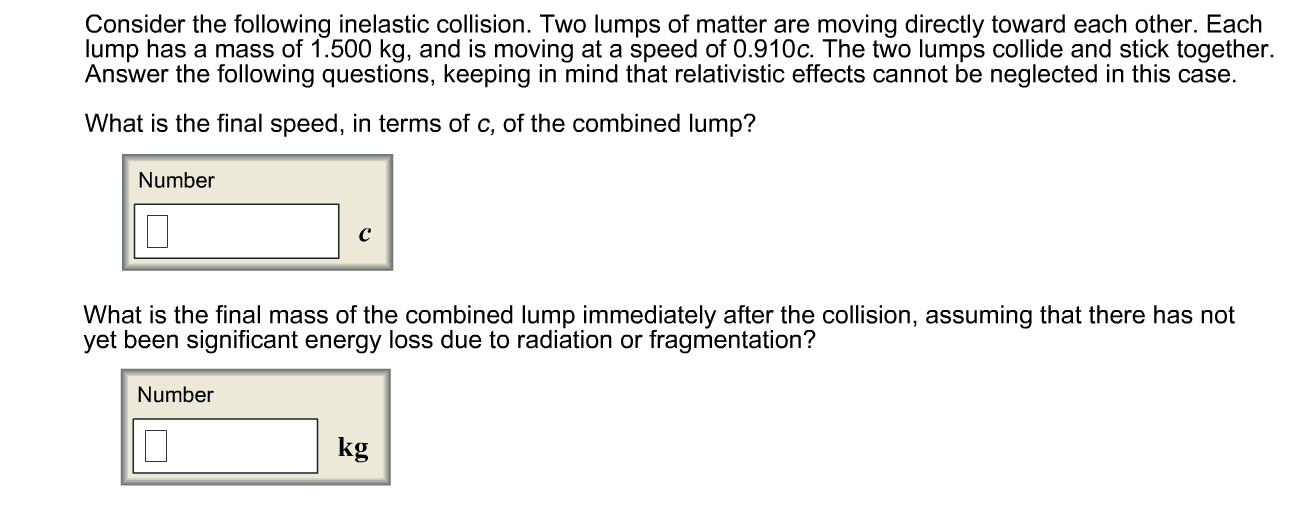 Solved Consider the following inelastic collision. Two lumps | Chegg.com
