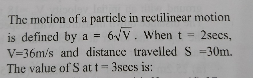 Solved The motion of a particle in rectilinear motion is | Chegg.com