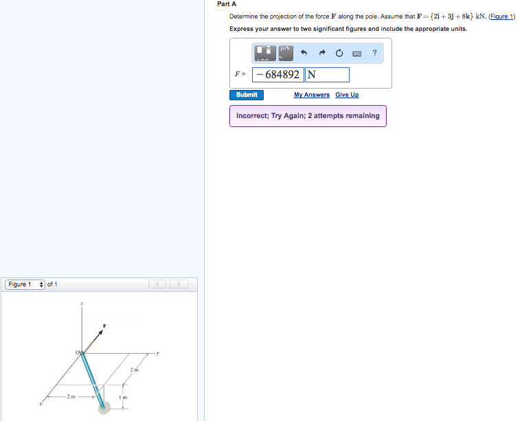 Solved Determine The Projection Of The Force F Along The