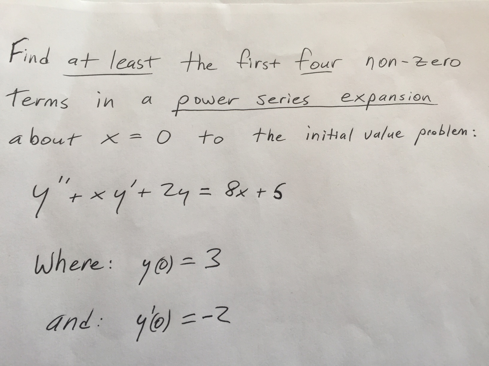 Solved Find atleast the first four non-zero terms in a power | Chegg.com