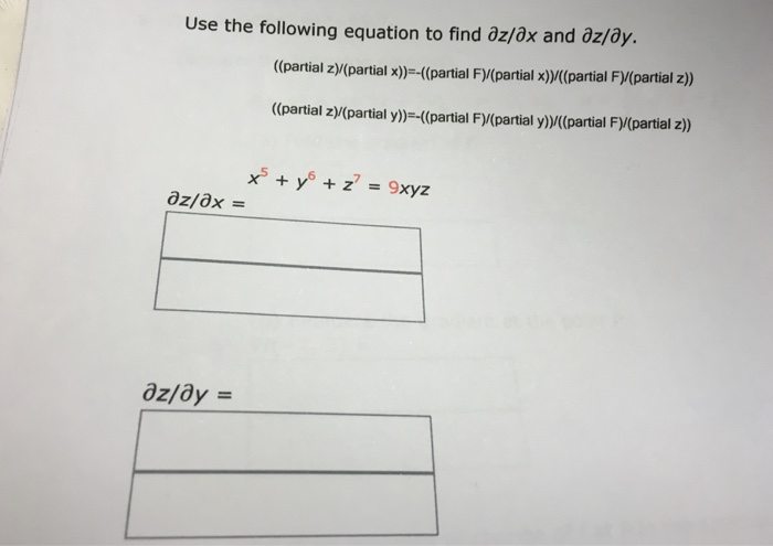 Solved Use the following equation to find partial | Chegg.com