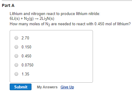 Solved Lithium and nitrogen react to produce lithium | Chegg.com
