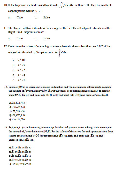 Solved 10. If the tapezoid method is used to estimate J2/(x) | Chegg.com