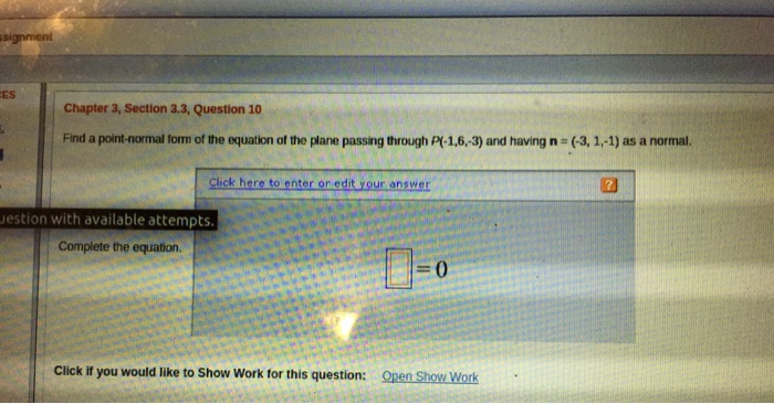 Solved Find a point-normal form of the equation of the plane | Chegg.com