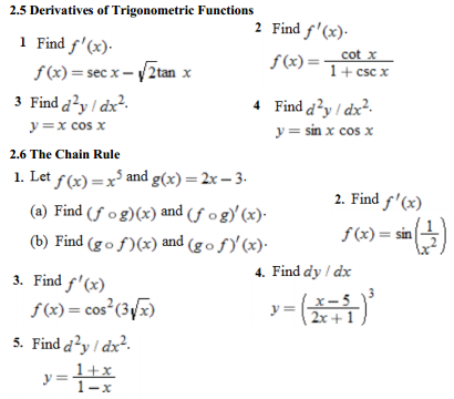 Solved Derivatives of Trigonometric Functions Find f'(x). | Chegg.com