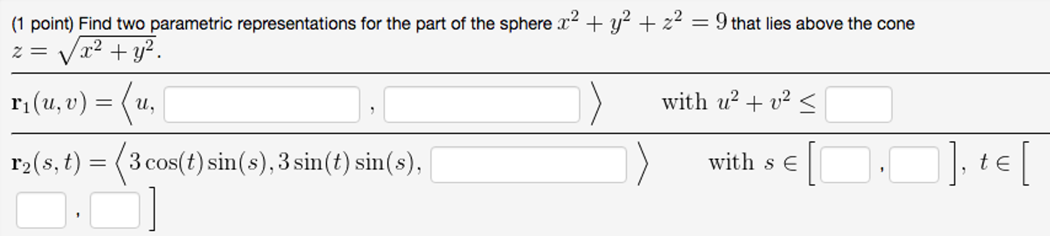 Solved Find two parametric representations for the part of | Chegg.com